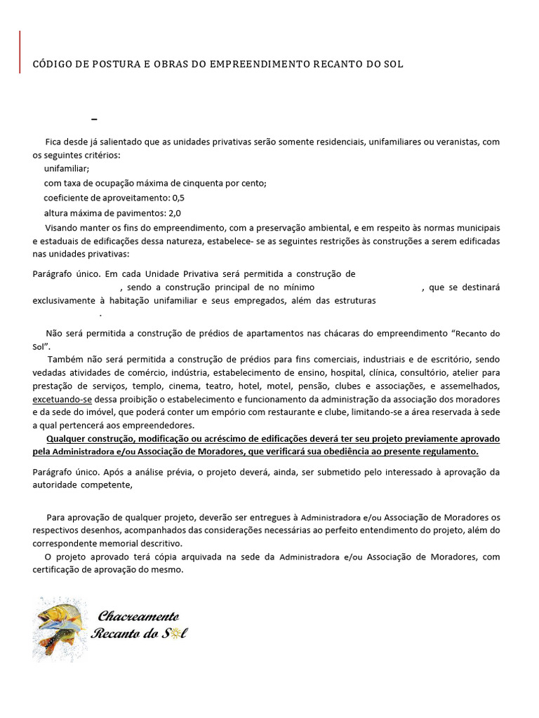 CÓDIGO DE POSTURA PCL RECANTO DO SOL REV. | PDF | Desperdício