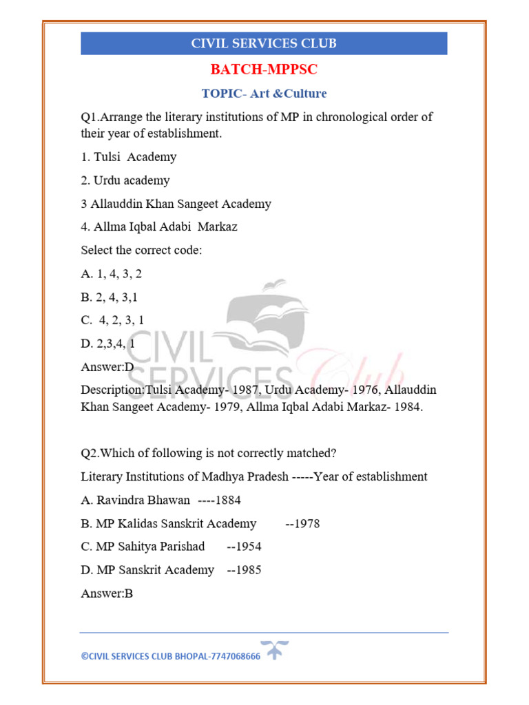 Madhya Pradesh Art & Culture Overview | PDF
