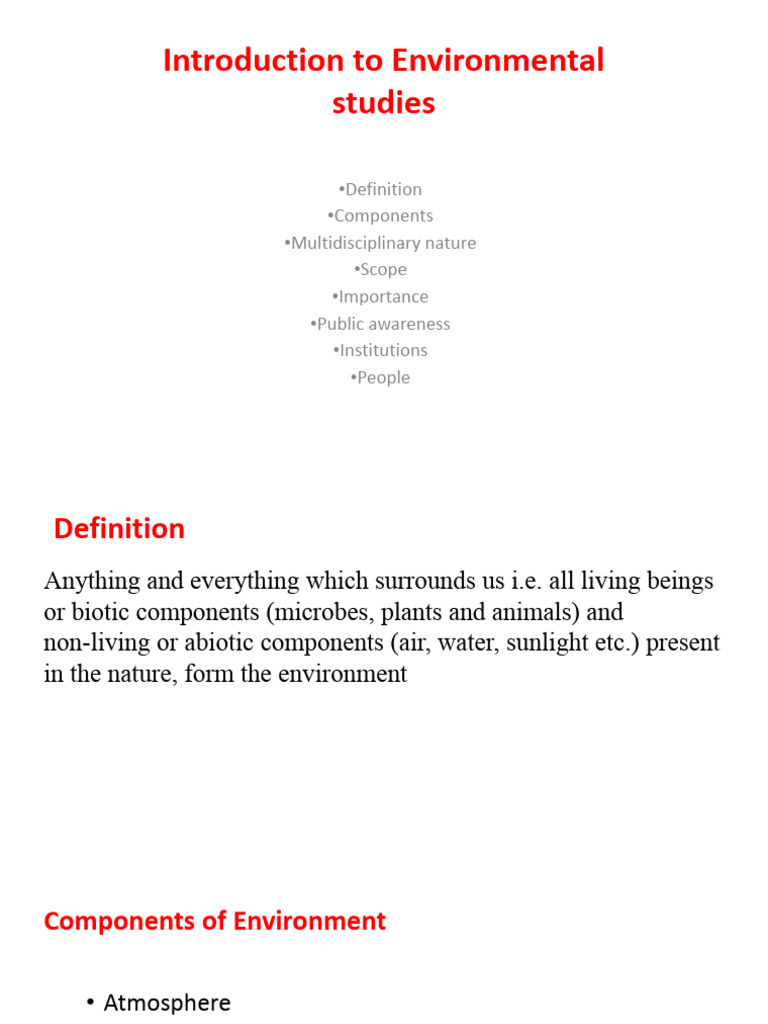 Unit 1 - introduction to environmental studies | PDF | Natural ...