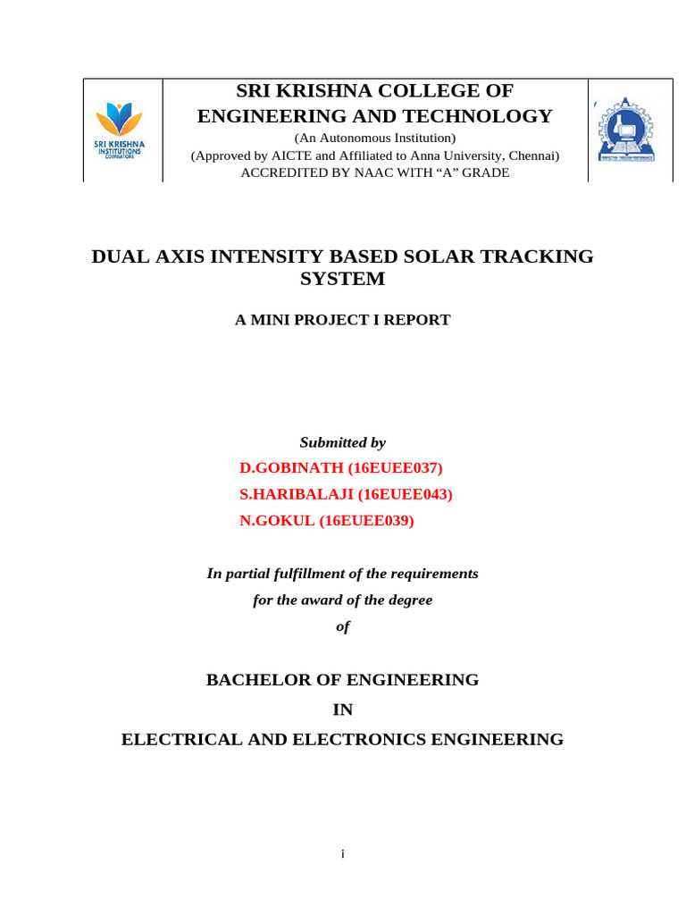 Mini Project Report Format | PDF | Photovoltaics | Electric Motor