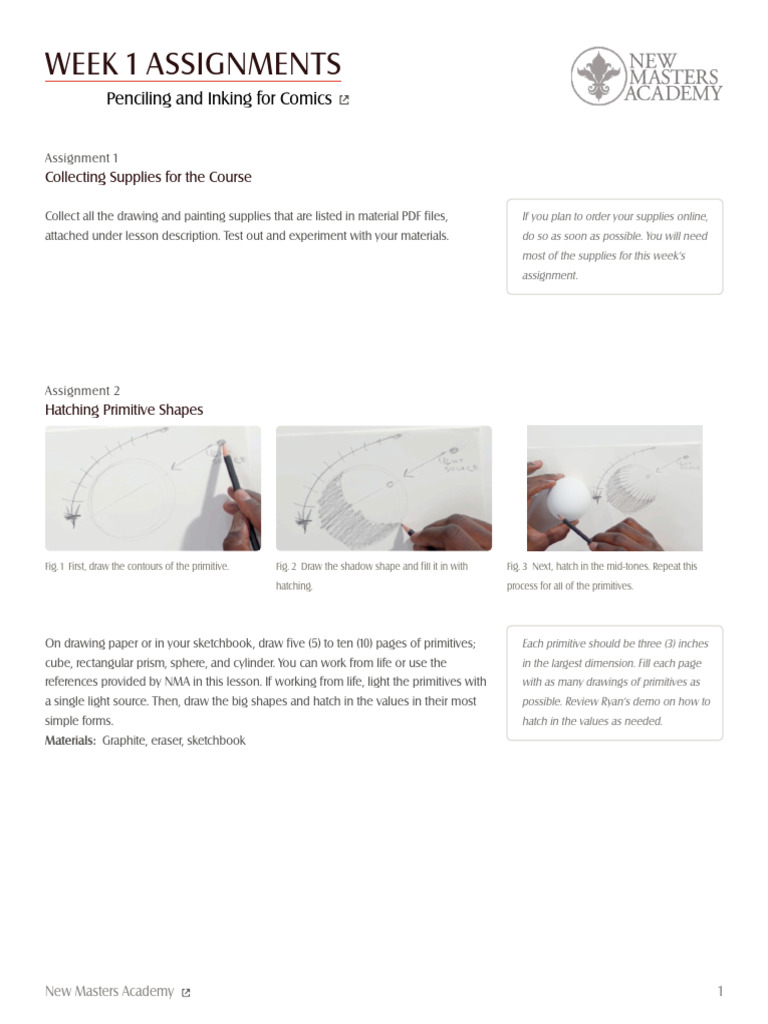 Penciling And-Inking For Comics Week1 Assignments LT v3 | PDF