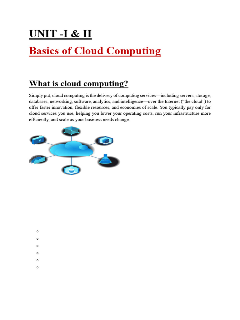 Unit I&II Notes-Basics of Cloud Computing | PDF | Cloud Computing ...