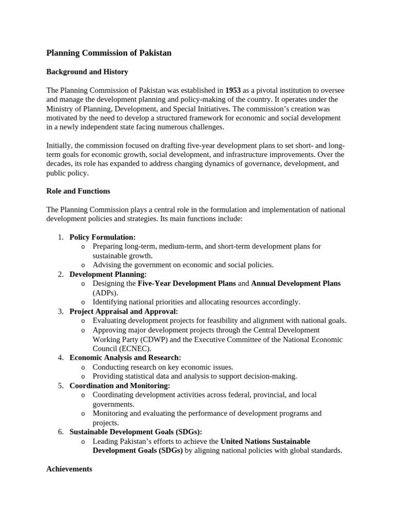 Planning Commission of Pakistan | PDF | Policy | Nawaz Sharif
