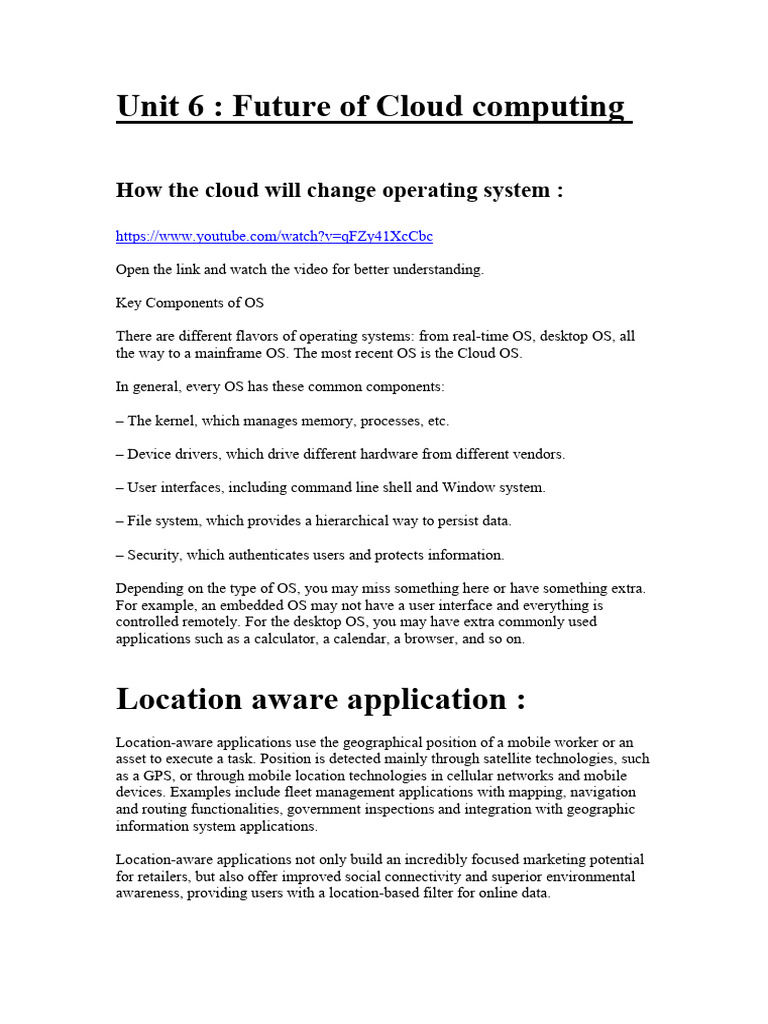 cc unit-6 | PDF | Operating System | Cloud Computing