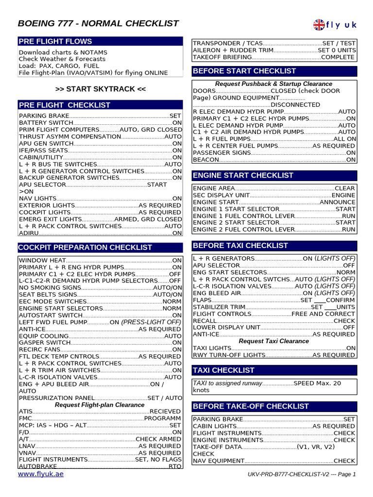 Boeing 777 Normal Checklist Guide | PDF | Aviation | Aircraft