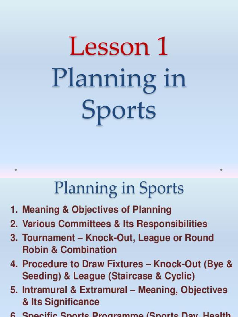 Class-12, Chapter - 1 Planning in Sports | PDF