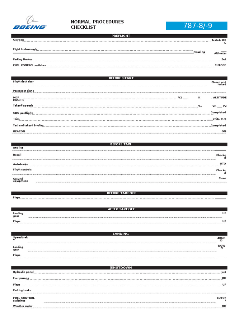 Boeing 787 Checkliste | PDF | Engines | Aerospace