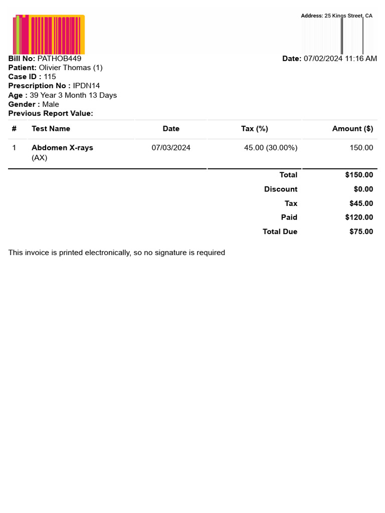 Pathology - Bill - Print | PDF