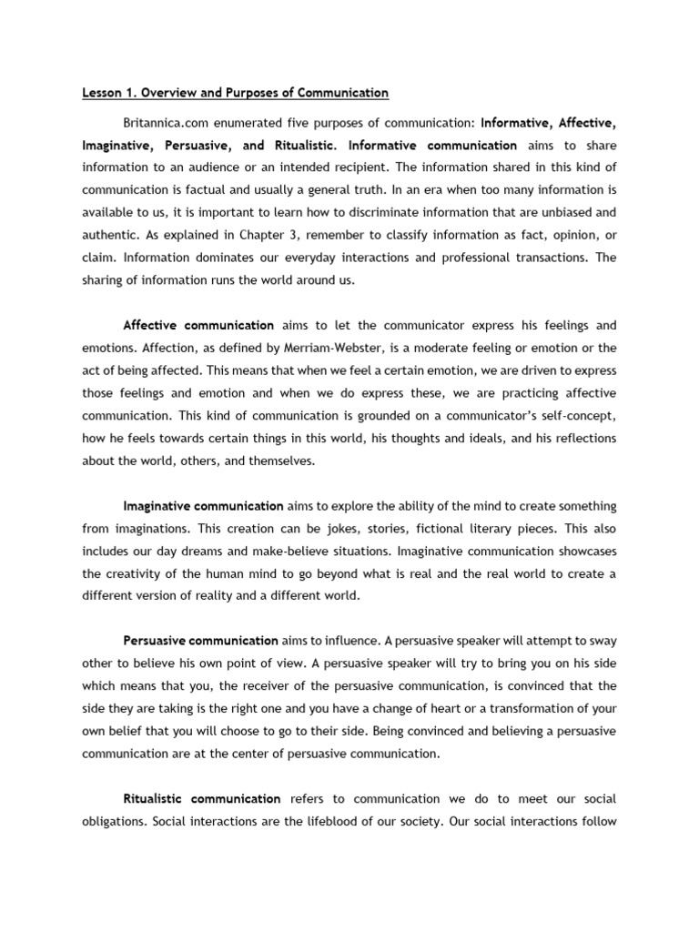 Chapter 4 Lesson 1 | PDF | Communication | Feeling