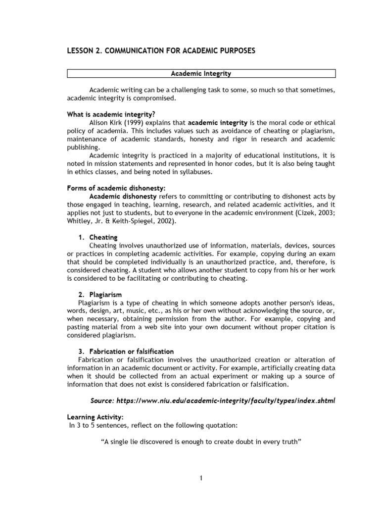 Chapter 4 Lesson 2 2 | PDF | Academic Integrity | Academic Dishonesty