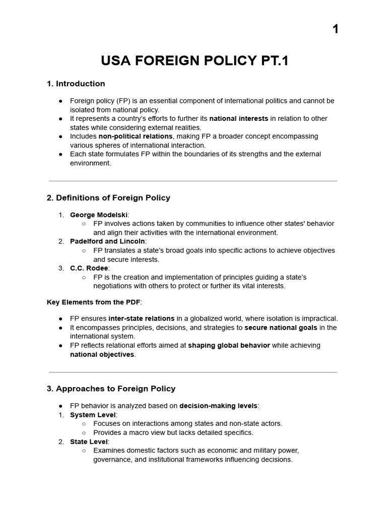 USA FOREIGN POLICY PT.1 | PDF | Policy | Public Opinion