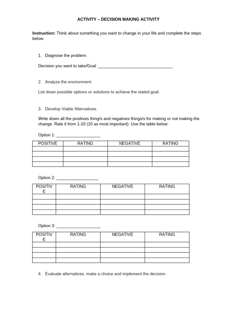 Decision Making Activity | PDF