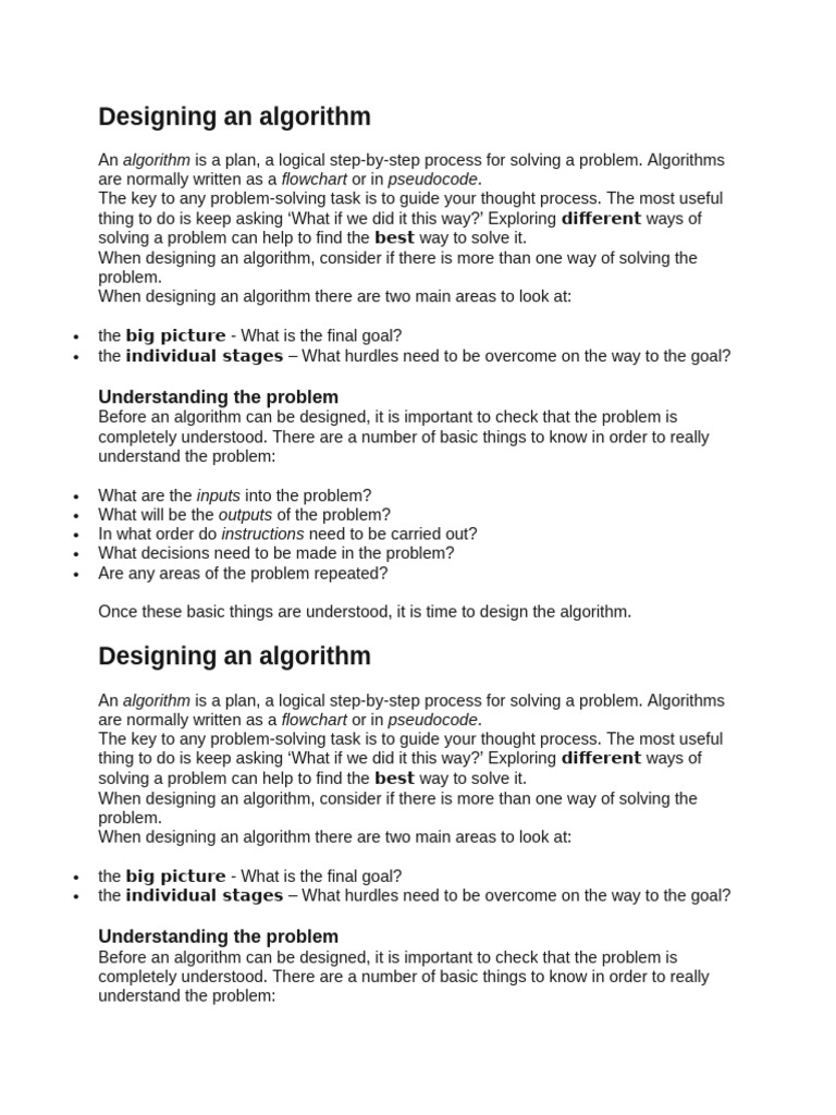 Designing an algorithm | PDF | Algorithms | Mathematical Logic Designing an algorithm | PDF | Algorithms | Mathematical Logic