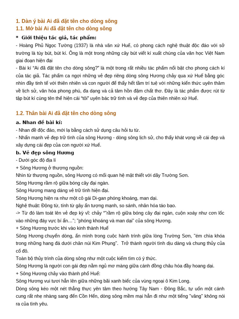 Ai Đã Đặt Tên Cho Dòng Sông | PDF