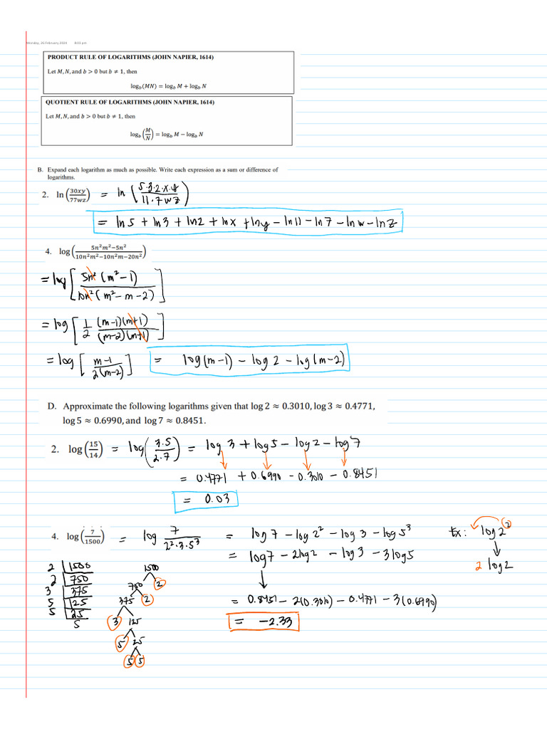 Logarithmic-Review-Quiz | PDF