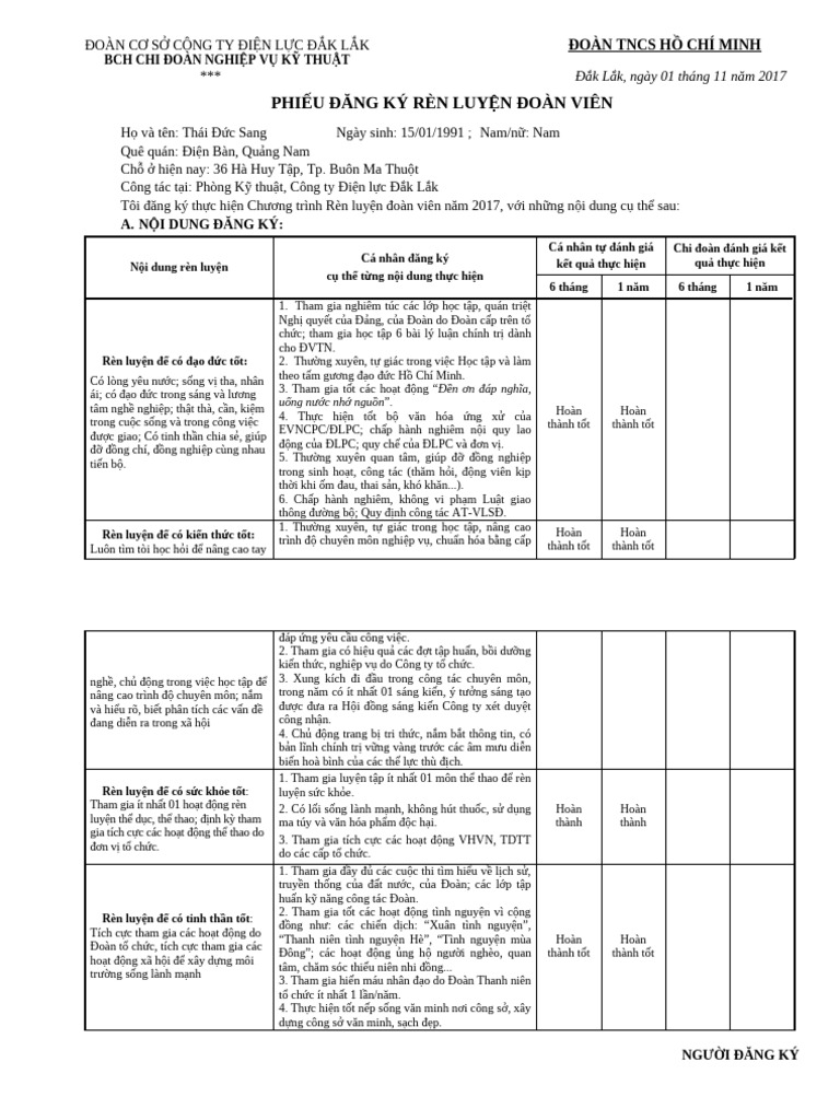 Phieu RLDV DCS DLPC 2017 | PDF