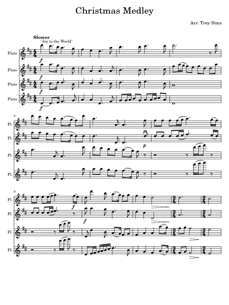 Christmas Medley Flute Quartet | PDF | Christmas | Christmas Music