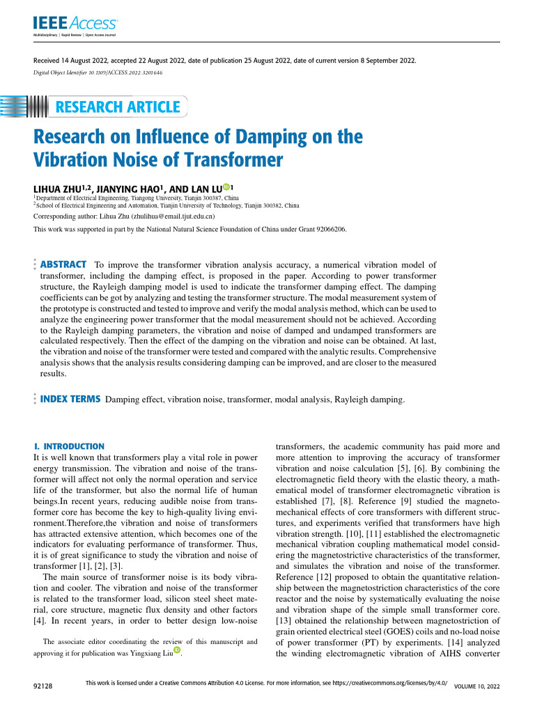 Research On Influence of Damping On The Vibration Noise of Transformer ...