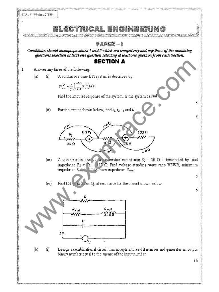 IAS Mains Electrical Engineering 2005 | PDF