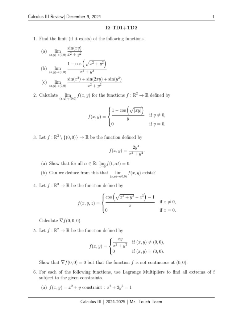 Calculus III Review | PDF | Mathematical Objects | Mathematical Analysis