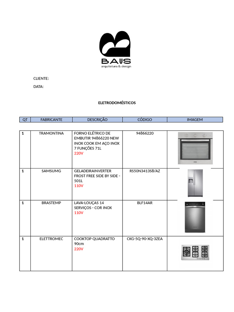 Planilha de Eletros | PDF