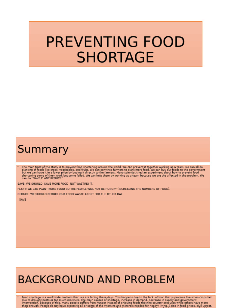 Preventing Food Shortage Group 11 | PDF
