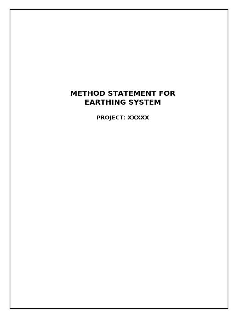 Method Of Statement - Earthing System | PDF | Safety | Concrete