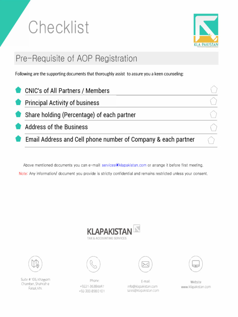 Checklist of AOP Registration | PDF