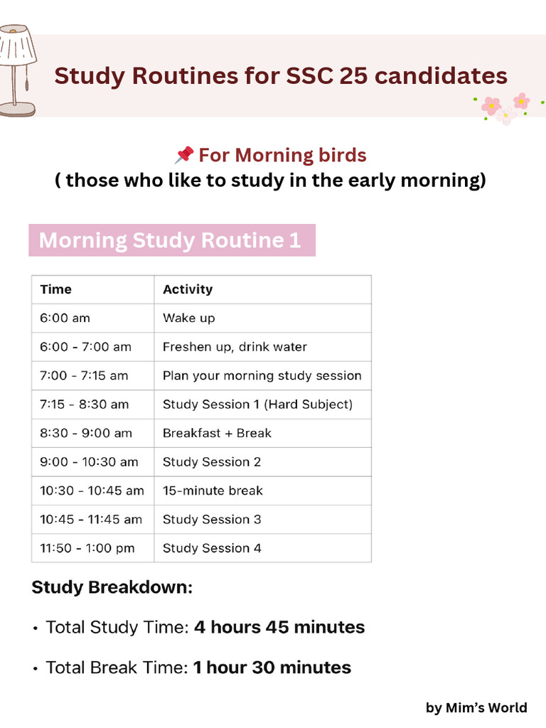 SSC 25 Study Routines Guide | PDF