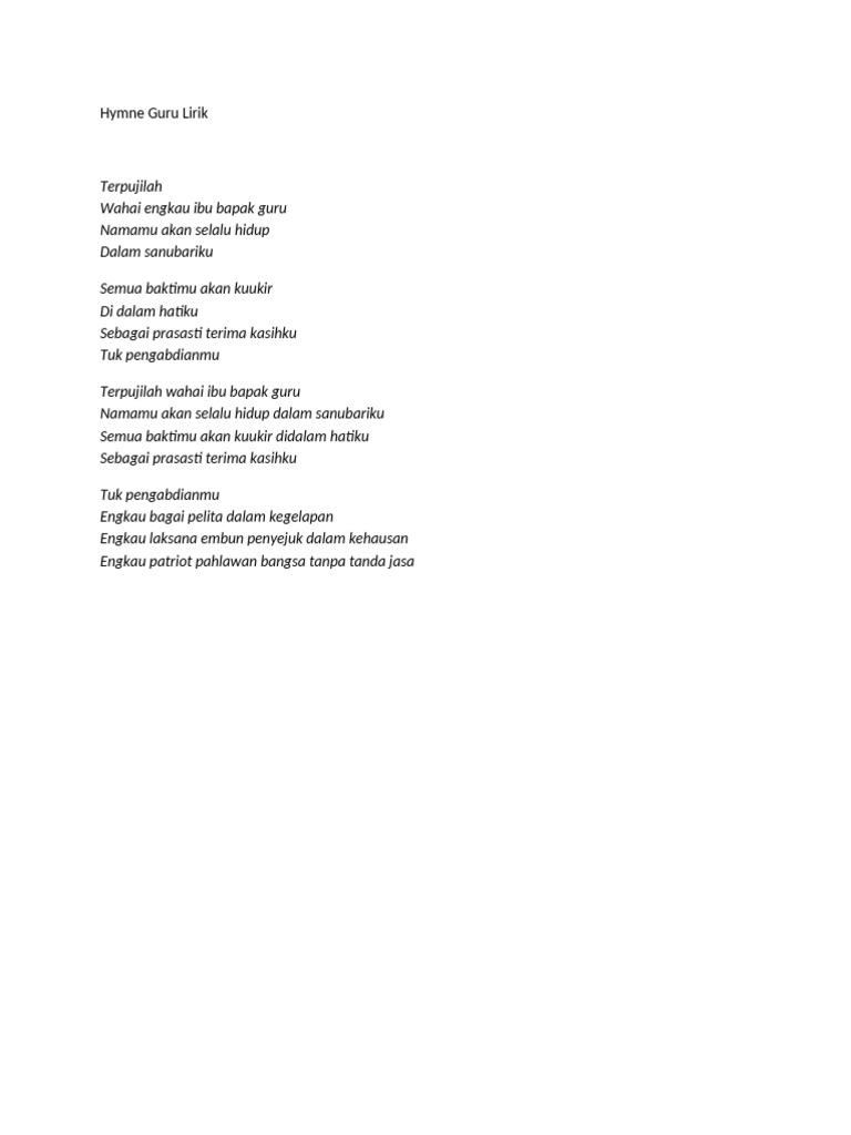 Hymne Guru Lirik | PDF