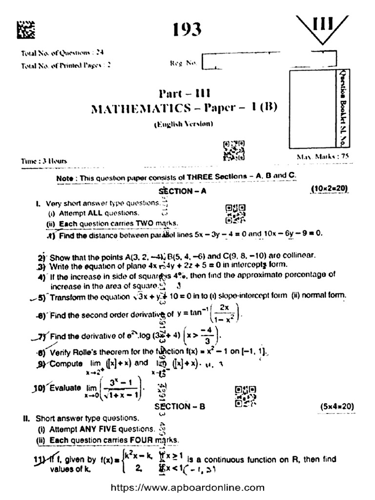 AP Inter 1 Year Mathematics p1b 193 2023 | PDF