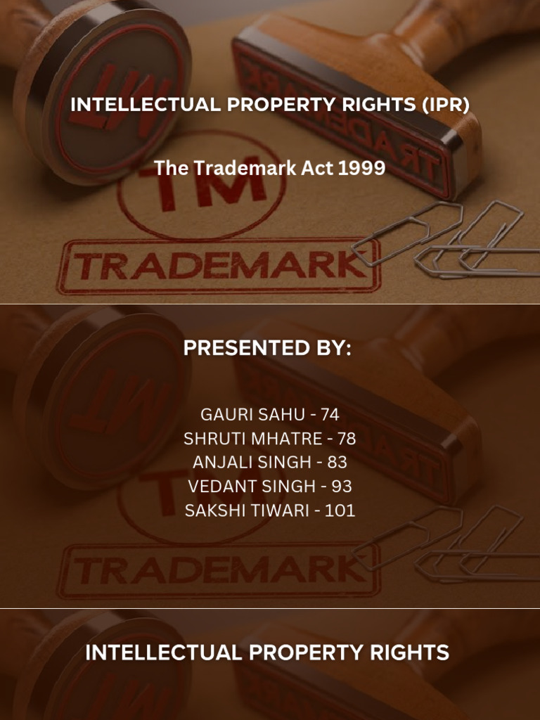Trademark Act 1999(IPR) | PDF | Trademark | Intellectual Property
