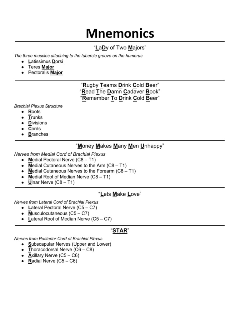 Mnemonic S | PDF | Amino Acid | Human Anatomy