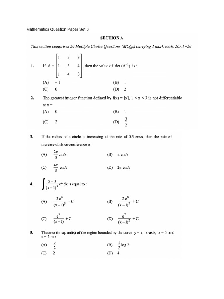 Maths Question And Answer Set 3 | PDF