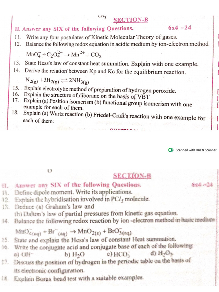 CHEM SAQ's | PDF