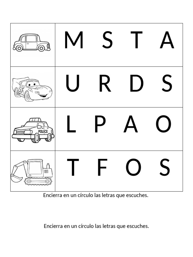M S T A U R D S L P A O T F O S: Encierra en Un Círculo Las Letras Que ...