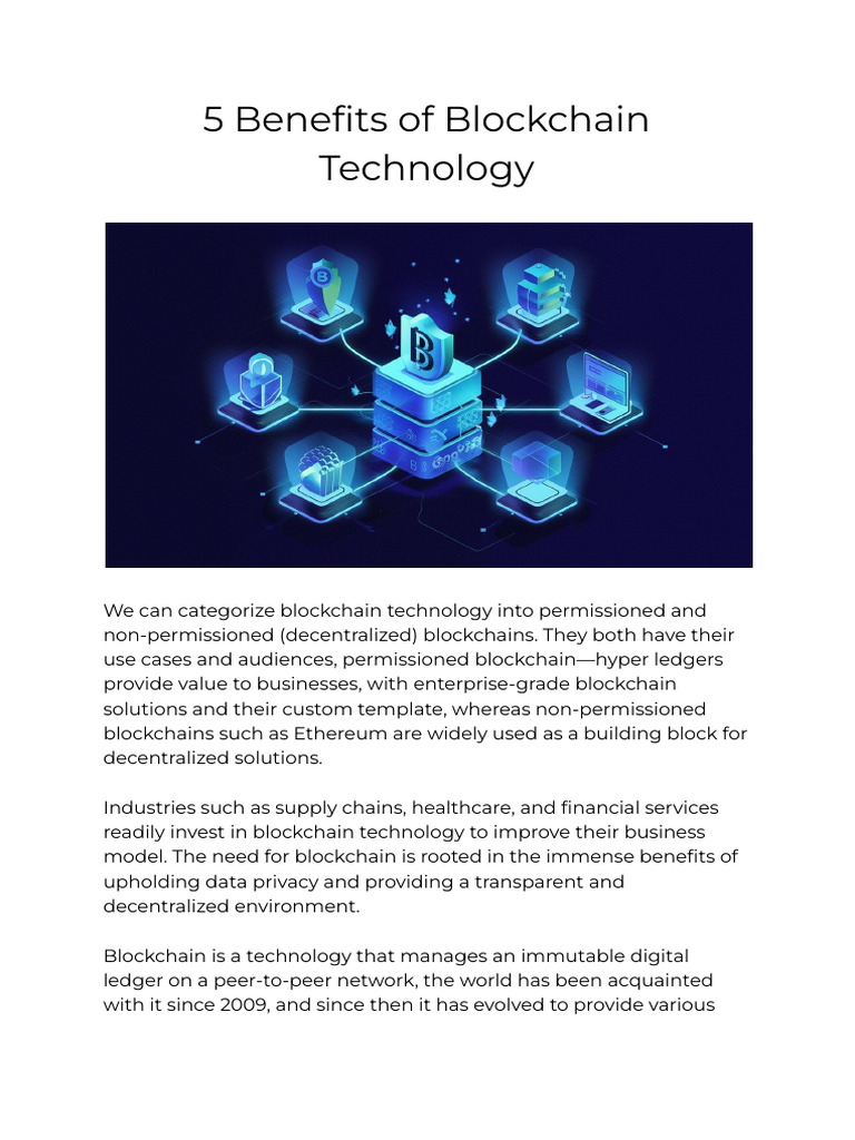 Top 5 Blockchain Benefits Explained | PDF | Information Technology | Computing