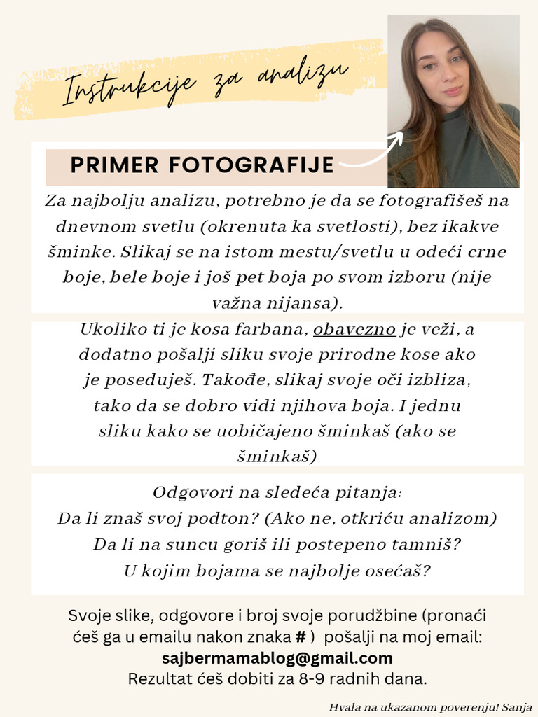 Instrukcije analiza boja | PDF