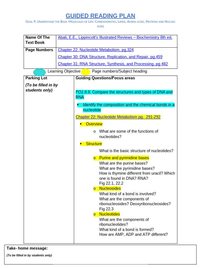 Reading Guide - Foundations I-FO1.9-Nucleic acids-Dr. J. Th’ng | PDF ...