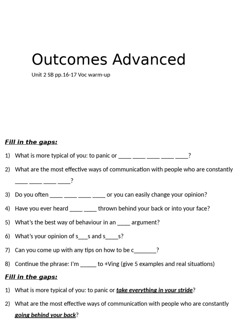 OA U2 SB Pp.16-17 Voc Warm-up Speaking | PDF