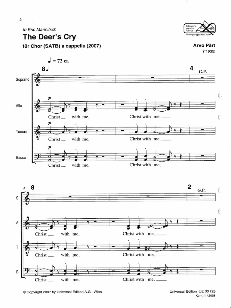 Pärt The Deer S Cry | PDF