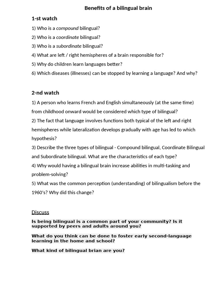 Benefits of a Bilingual Brain | PDF