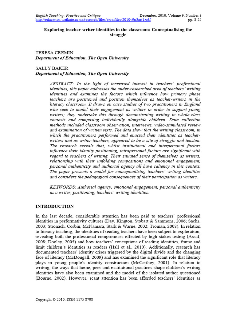 Cremin and Baker | PDF | Teachers | Literacy