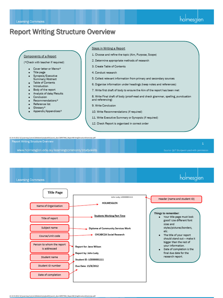 Week 6 - Report Writing (Structure and Sample) | PDF | International ...