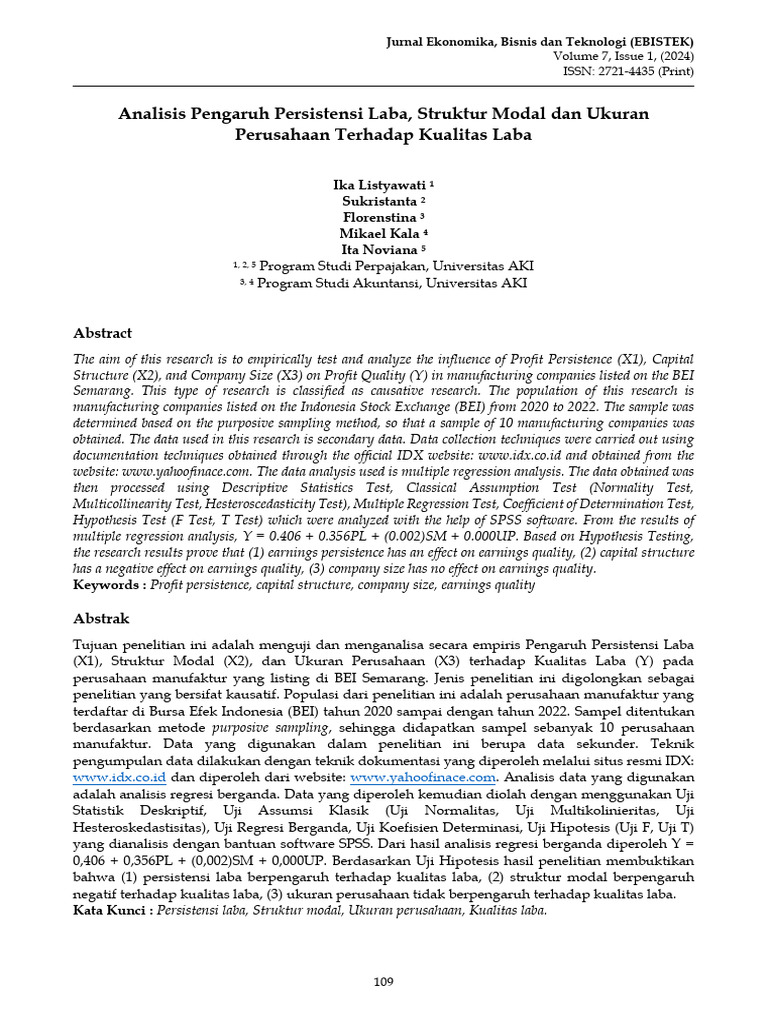 Pengaruh Faktor Terhadap Kualitas Laba | PDF