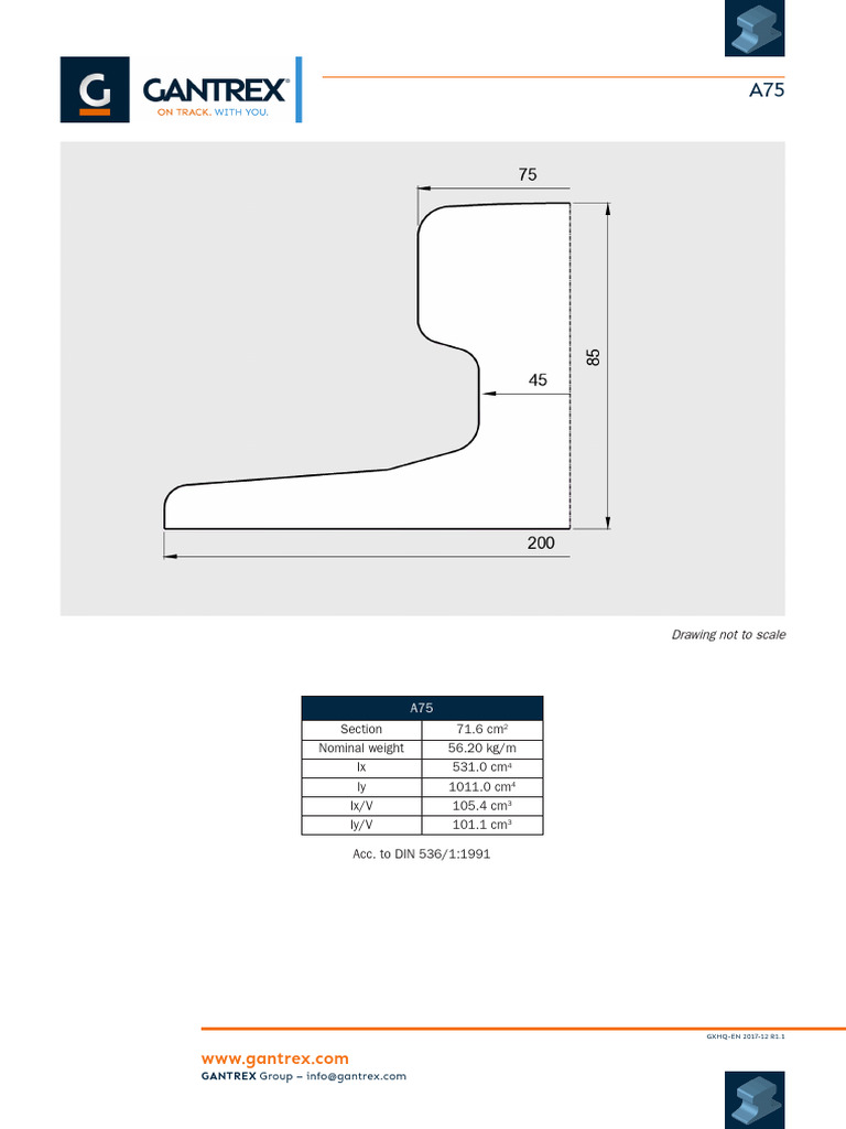 a75 Rail Data Sheet Metric | PDF