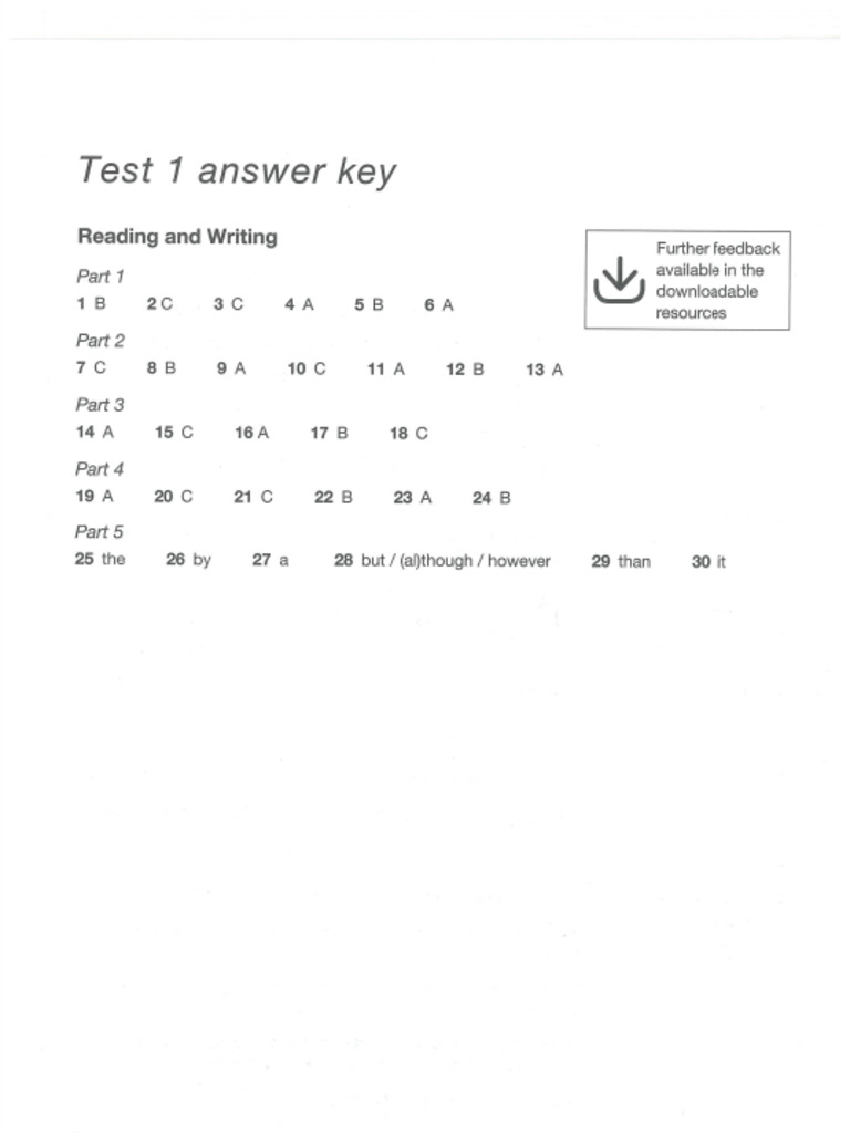 Ket Test 1 - Answer Key | PDF