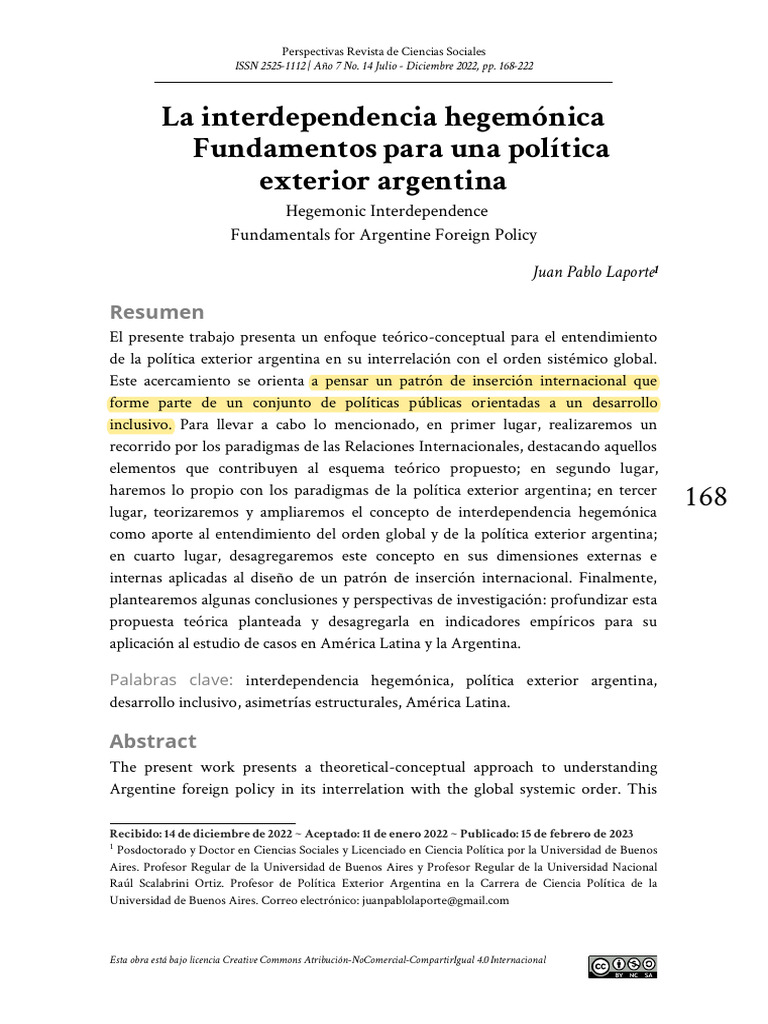 La interdependencia hegemónica Fundamentos para una política exterior ...