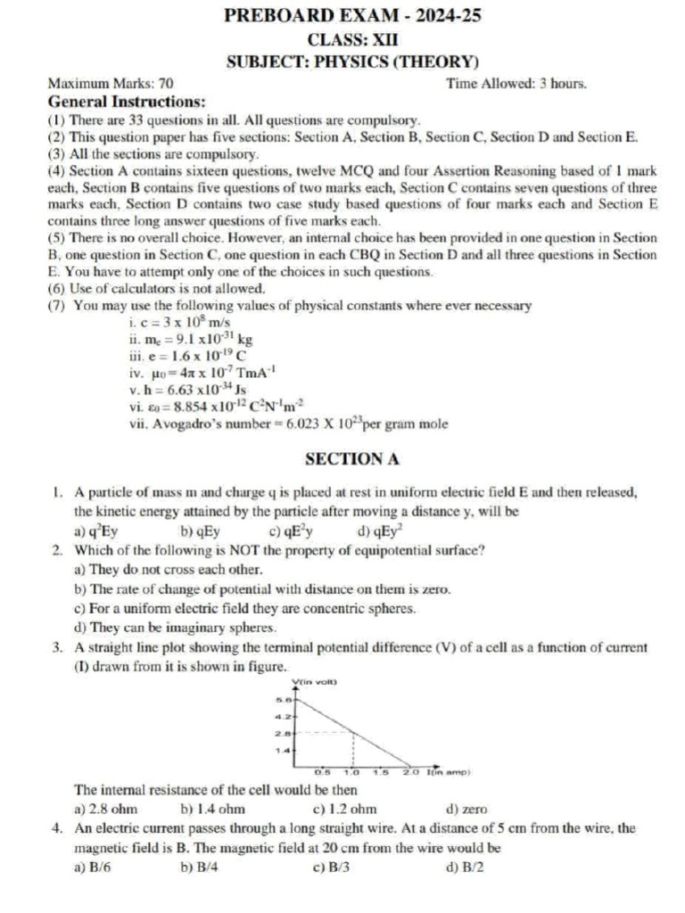 practice XII Physics paper | PDF | Diode | P–N Junction