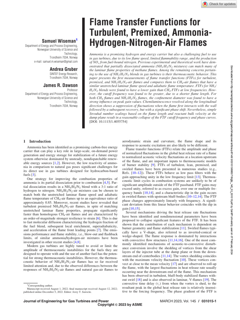 2023 Nh3 h2 n2 FTF Wiseman | PDF | Ammonia